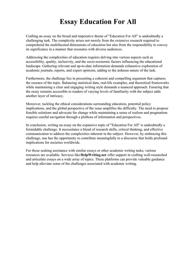 Essay Education For All | PDF | Education