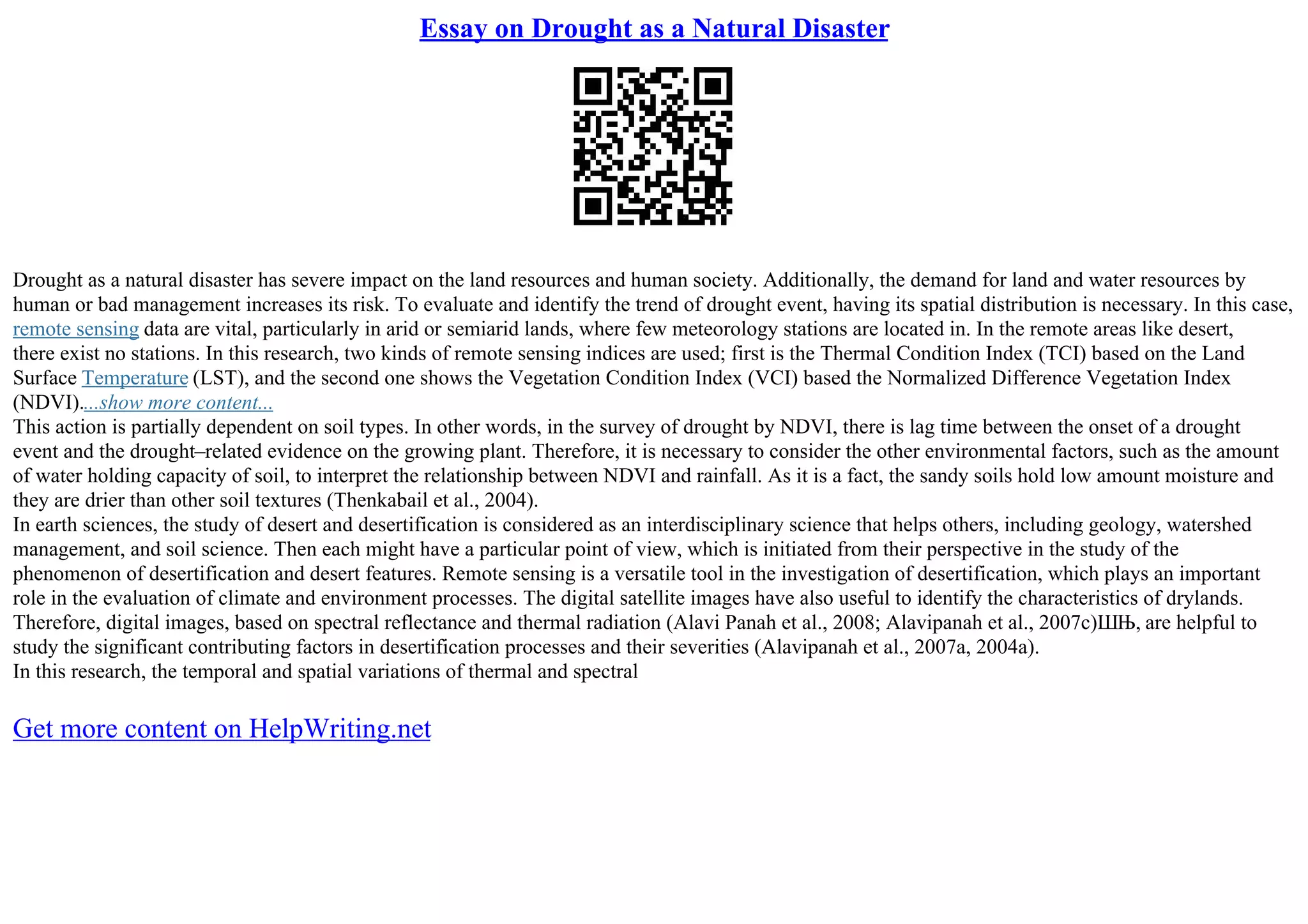 Essay Effects On Drought | PDF