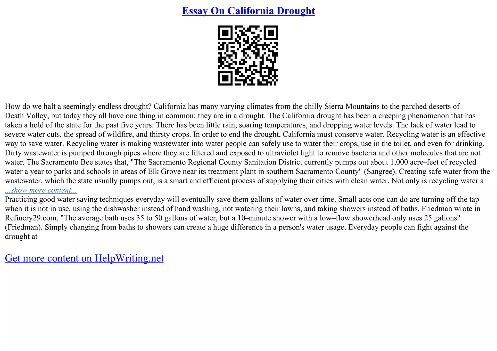 Essay Effects On Drought | PDF