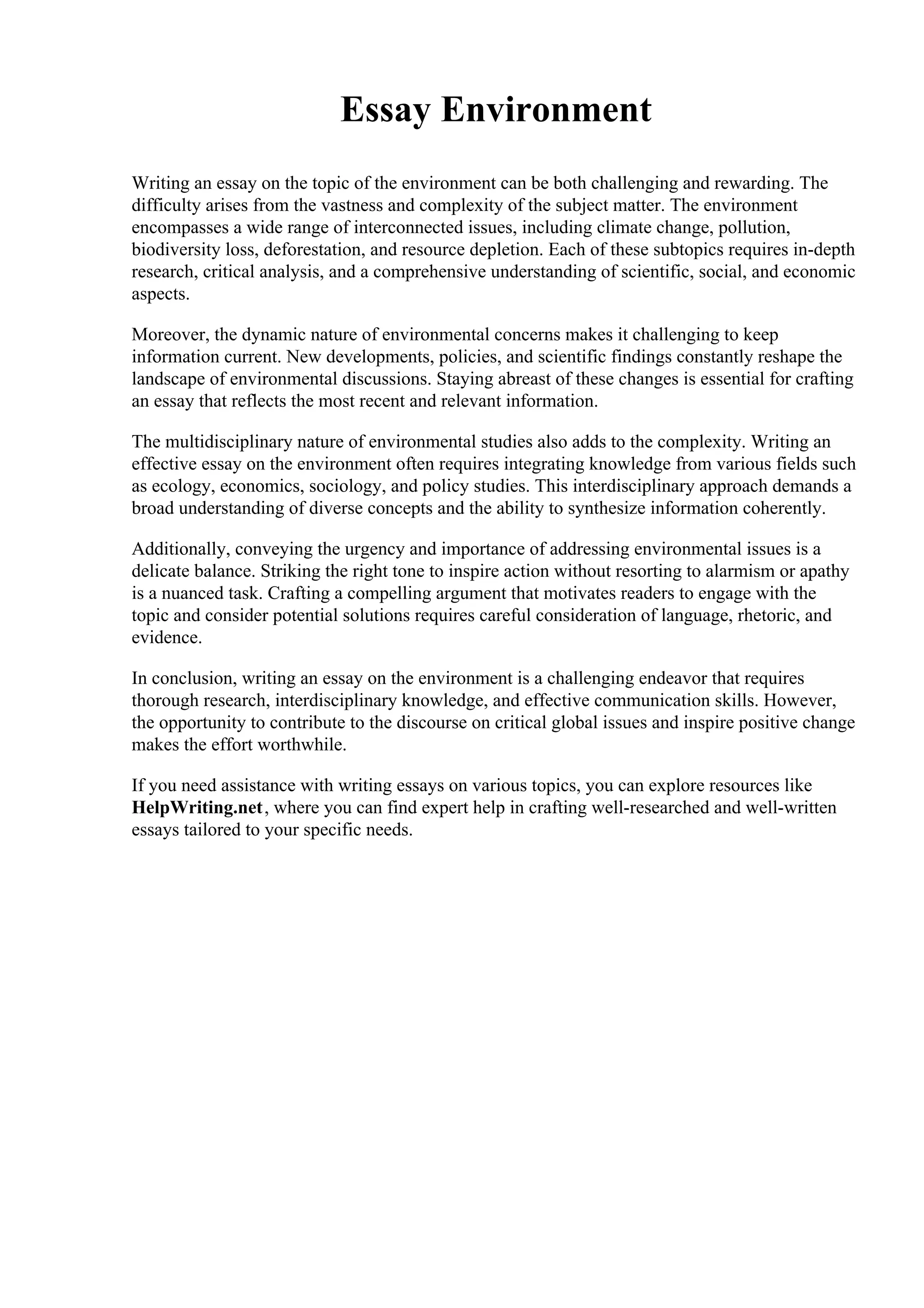 Essay Environment | PDF