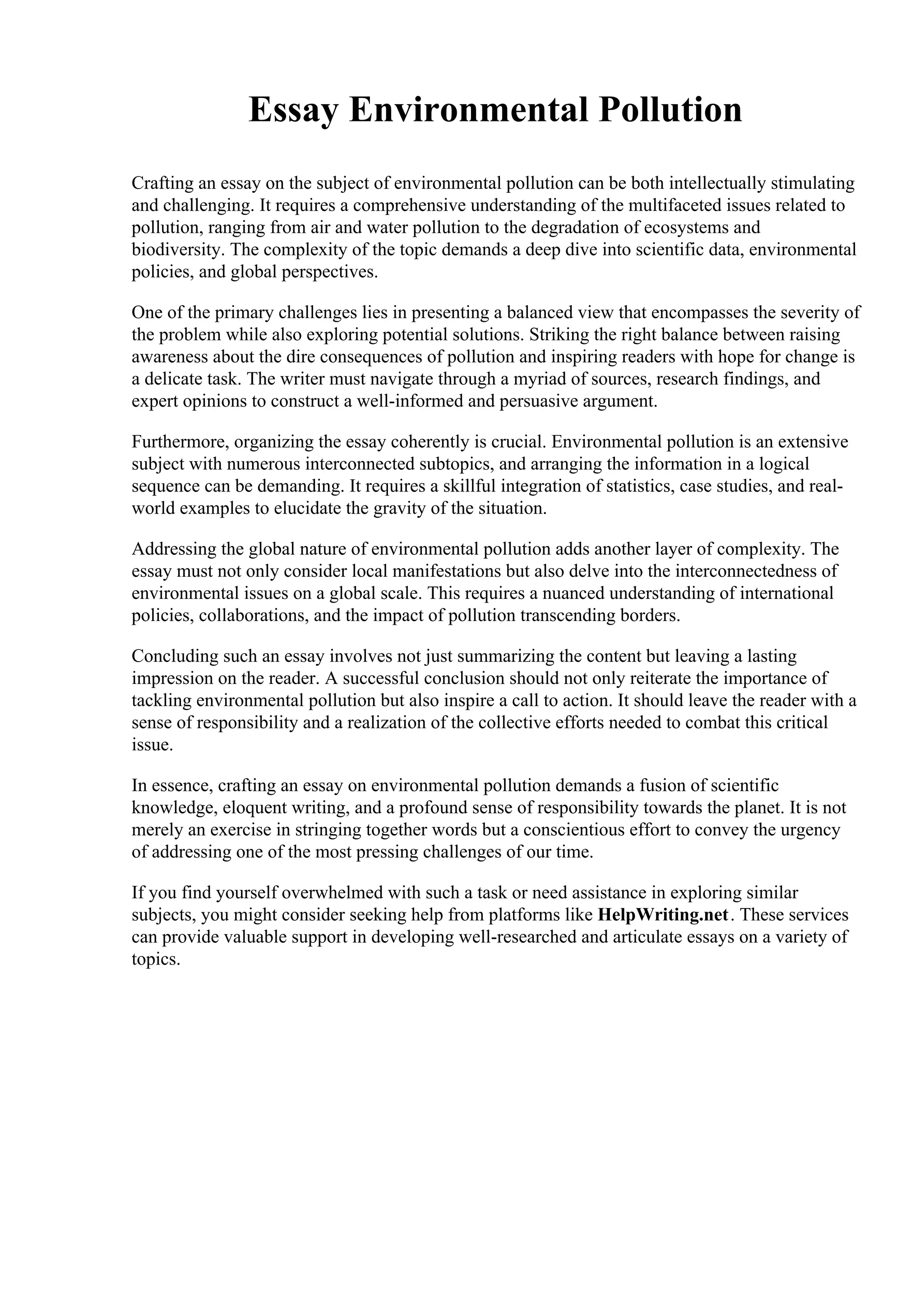 Essay Environmental Pollution. University of Missouri-St. Louis | PDF | Indoor Environmental ...