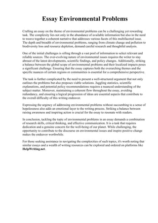 Essay Environmental Problems.pdf | Environment | Science