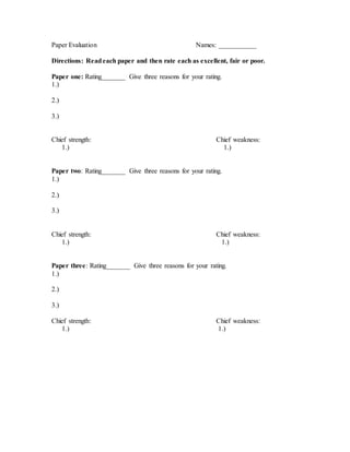 Essay evaluation sheet | PDF