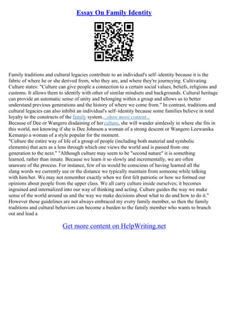 Essay Examples About Family | PDF