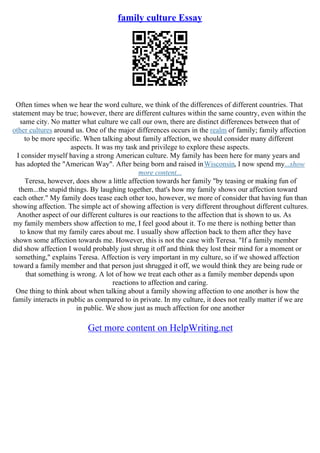 Essay Examples About Family | PDF