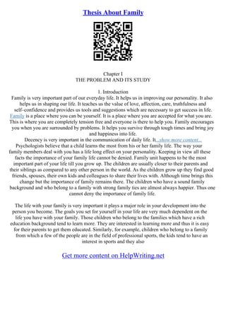 Essay Examples About Family | PDF