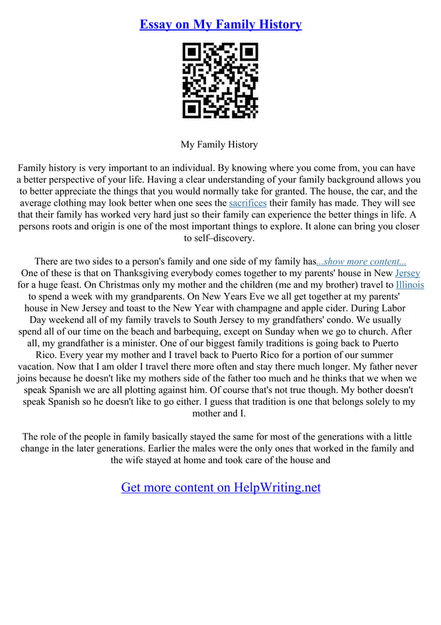 Essay Examples About Family | PDF