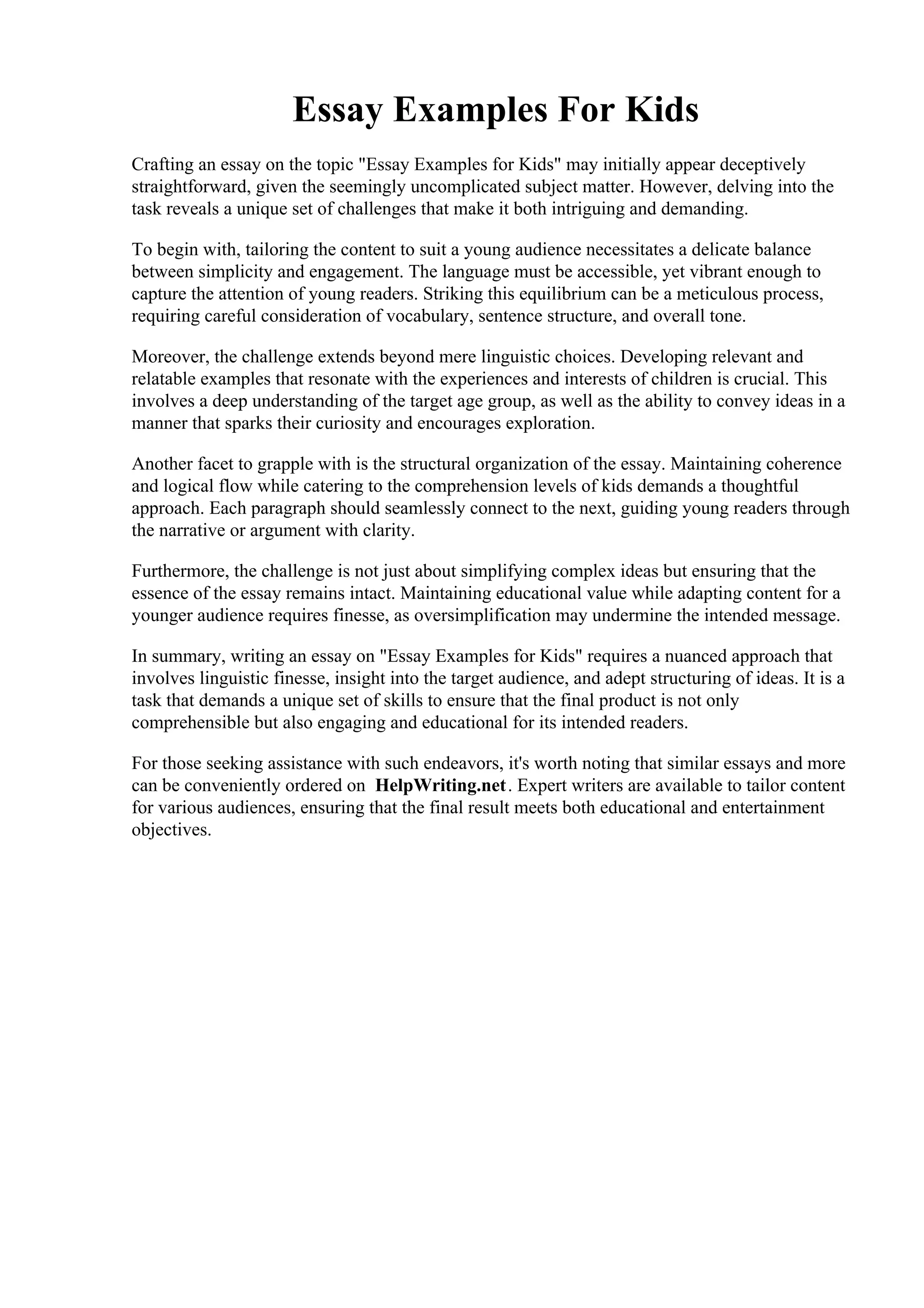 Essay Examples For Kids | PDF