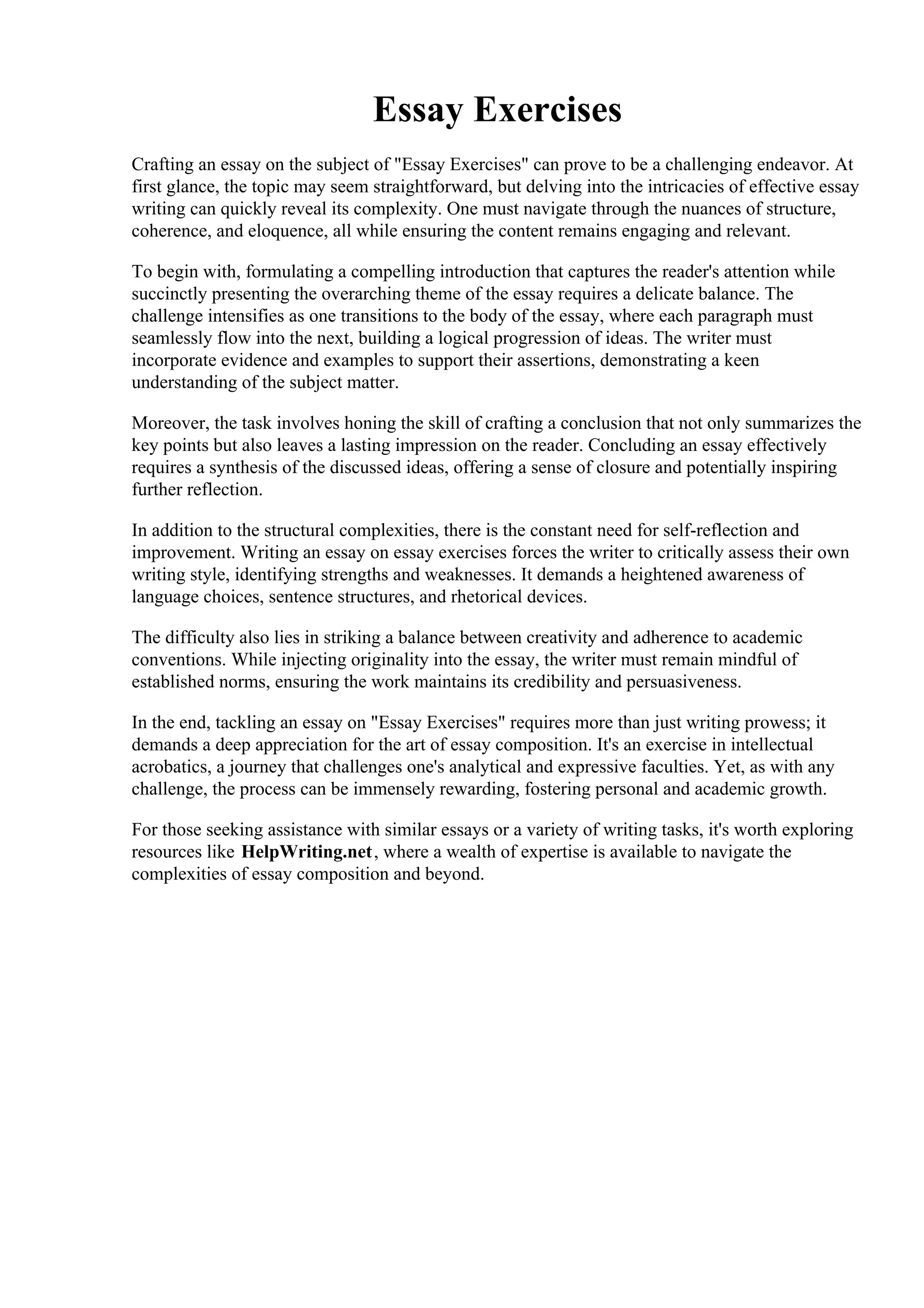 Essay Exercises | PDF