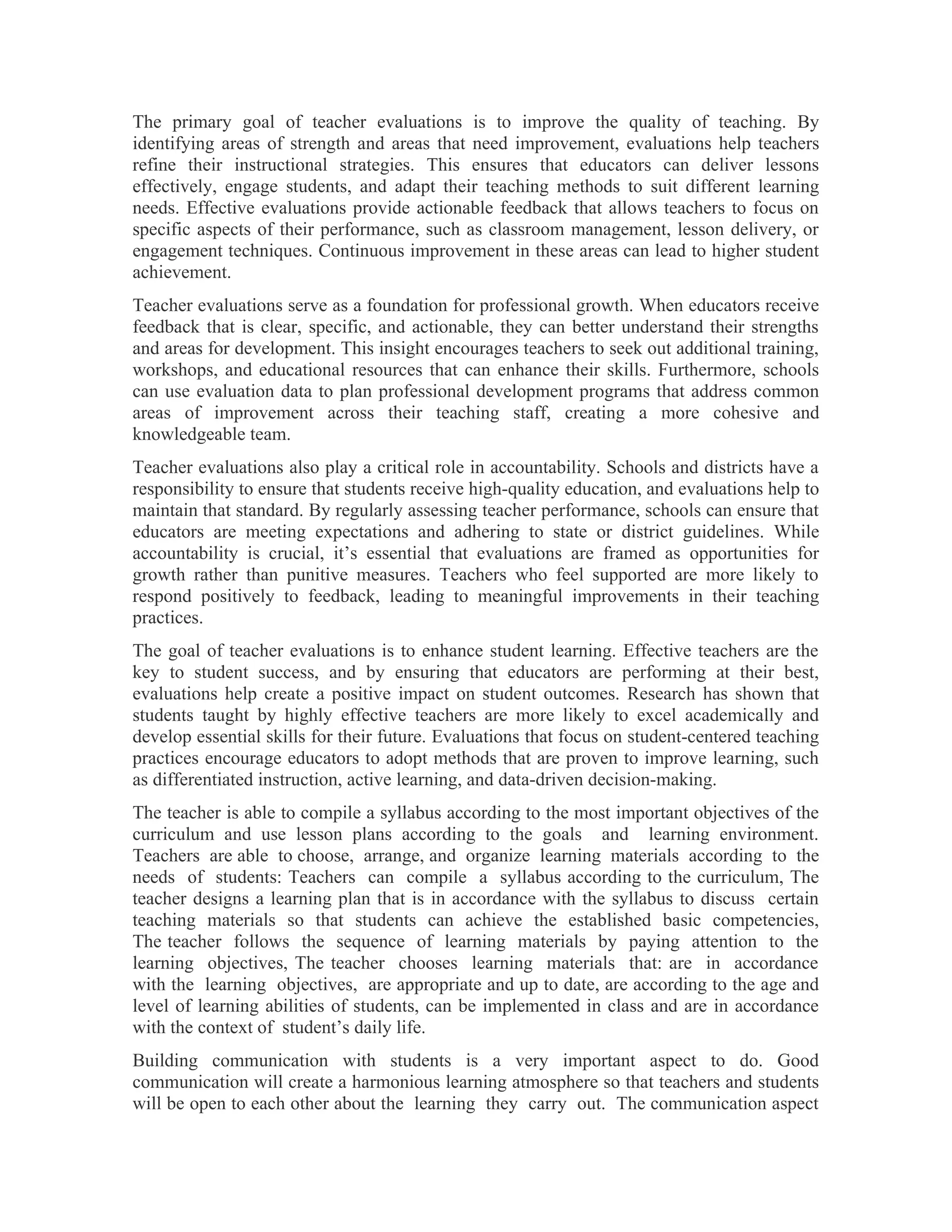 Essay about Learning, competencies and Evaluation. | PDF