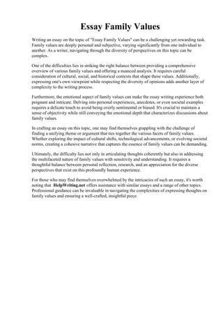 Essay Family Values | PDF