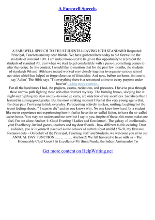 Essay Farewell Speech | PDF | Graduation | Personal Celebrations & Life ...