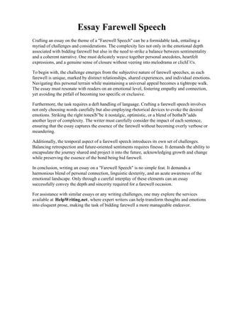 Essay Farewell Speech | PDF
