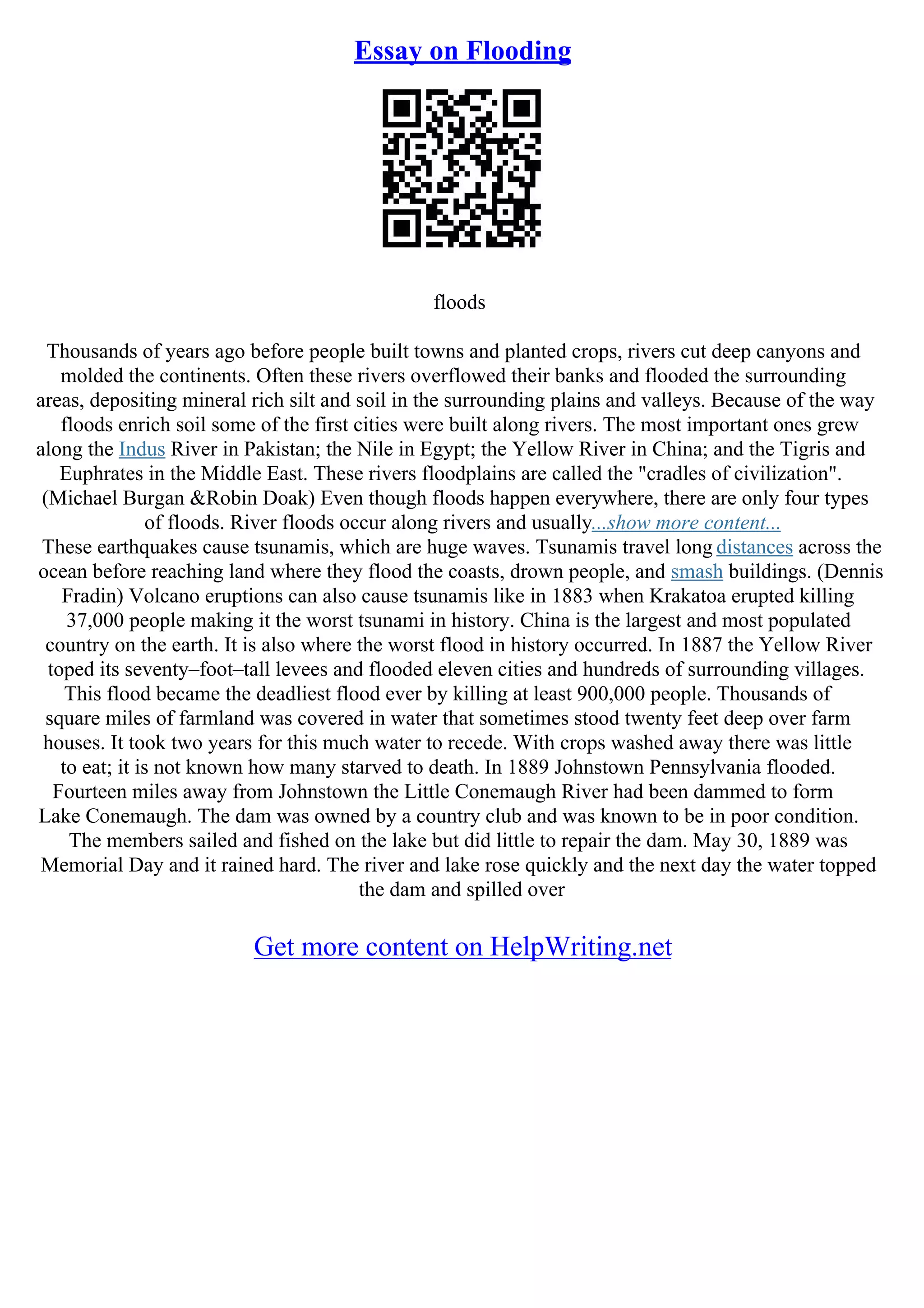 Essay Flood In Pakistan | PDF