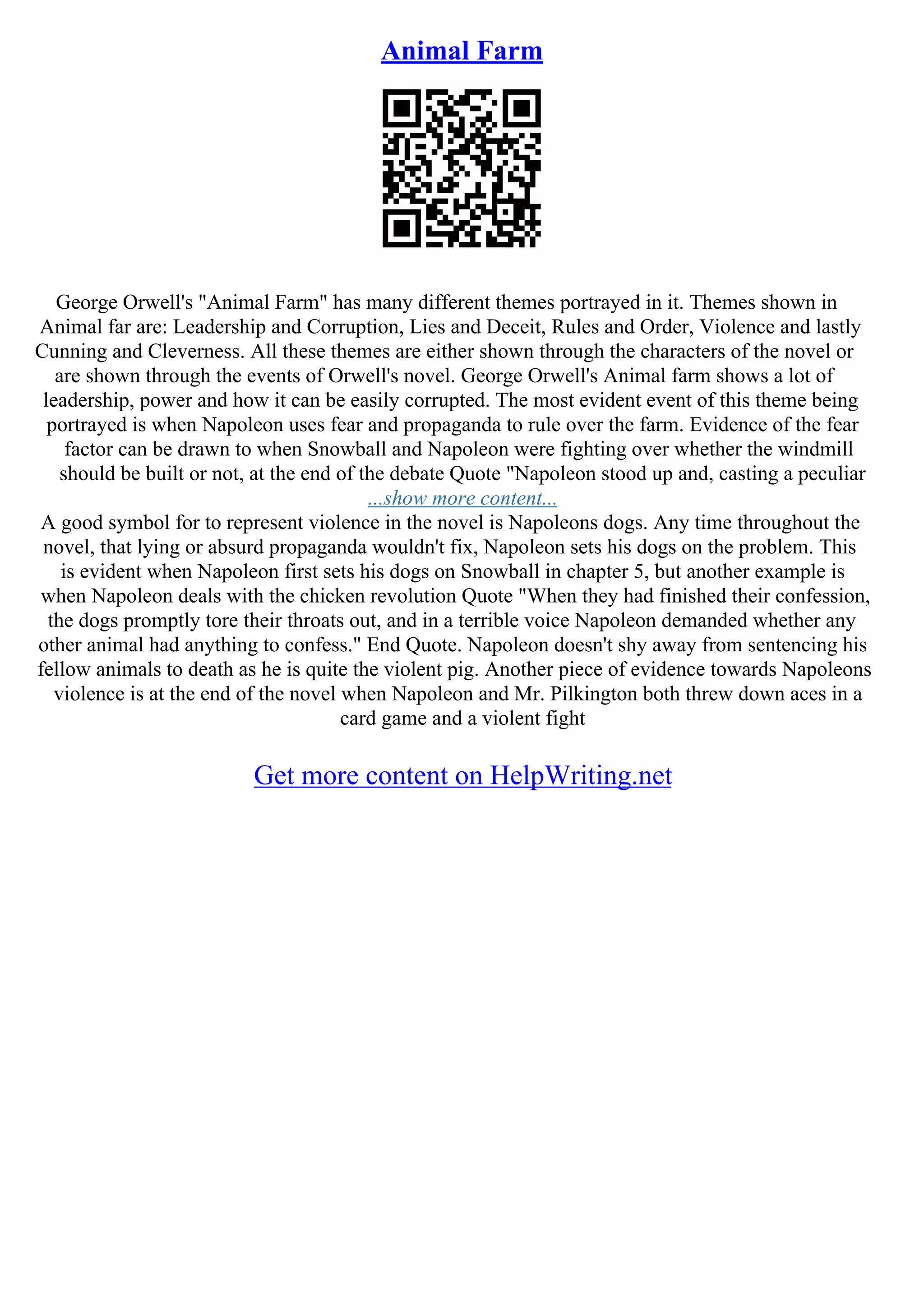 Essay For Animal Farm | PDF