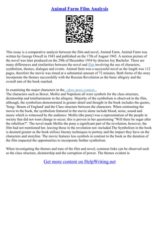 Essay For Animal Farm | PDF | Land and Farms | Real Estate