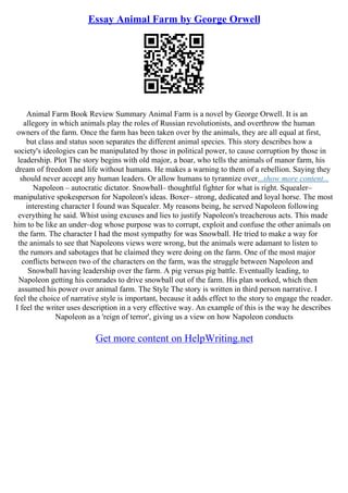 Essay For Animal Farm | PDF | Land and Farms | Real Estate