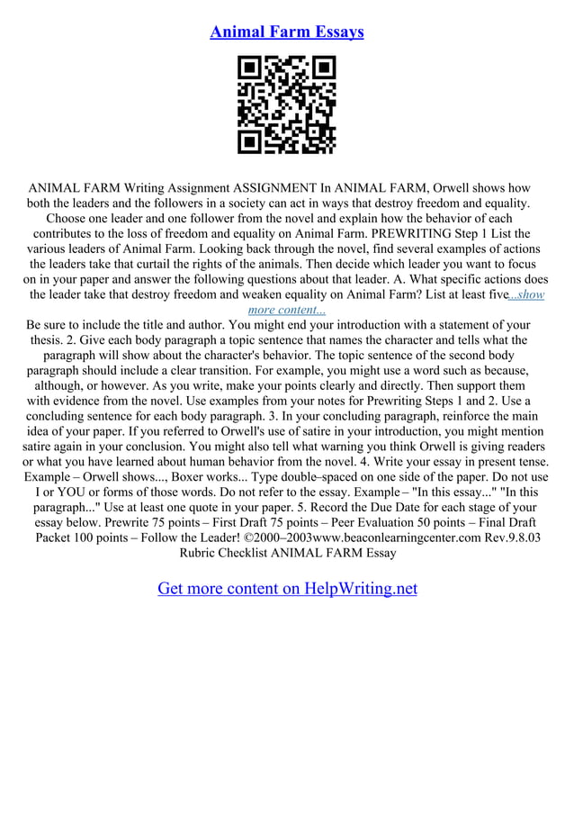 Essay For Animal Farm | PDF