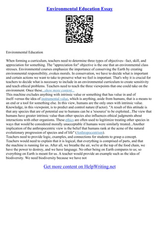 Essay For Environment | PDF