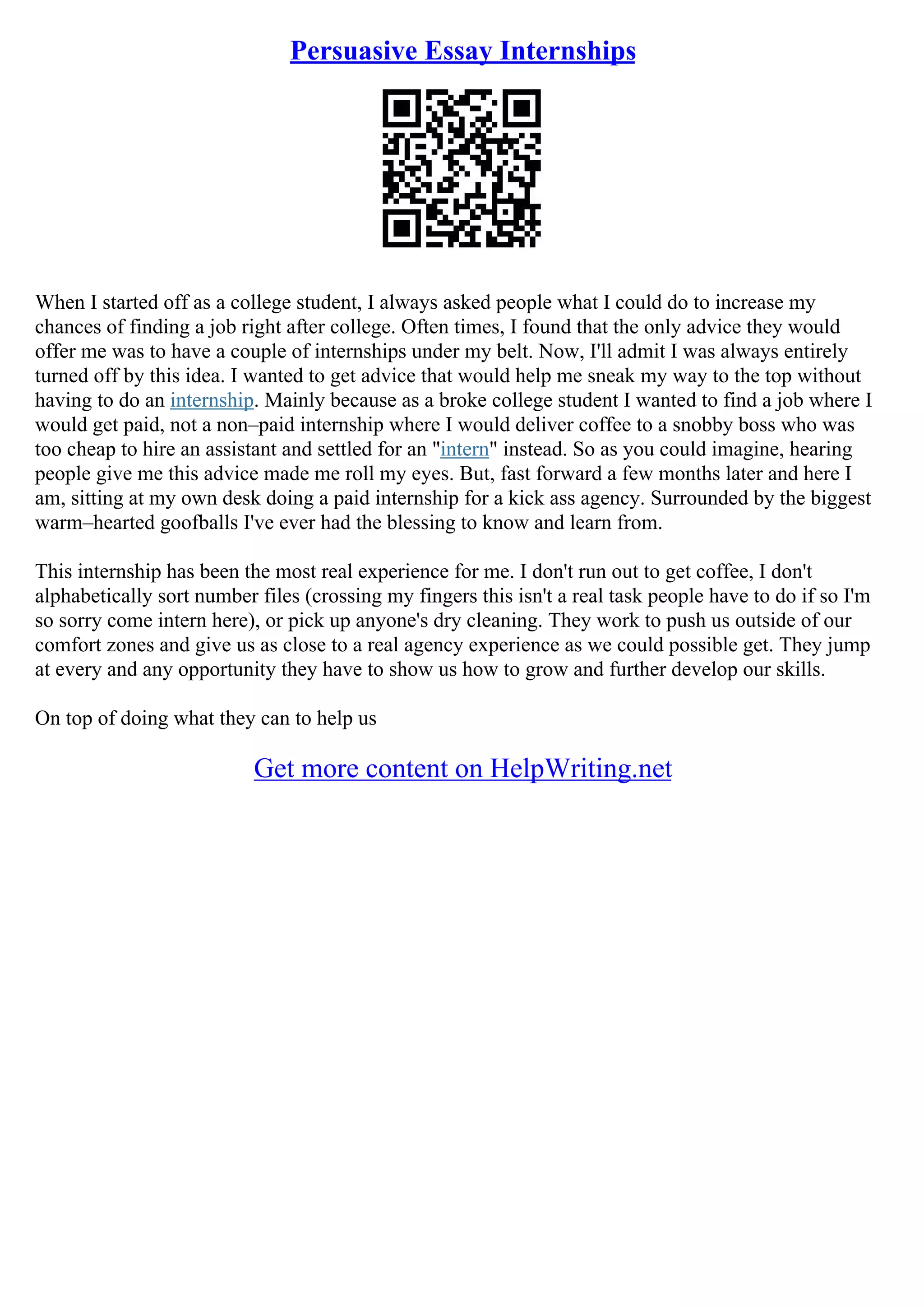 Essay For Internship | PDF
