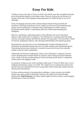 Essay For Kids | PDF