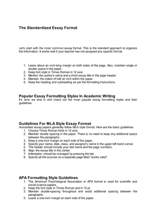 Essay format | DOCX | Homework and Study | Education