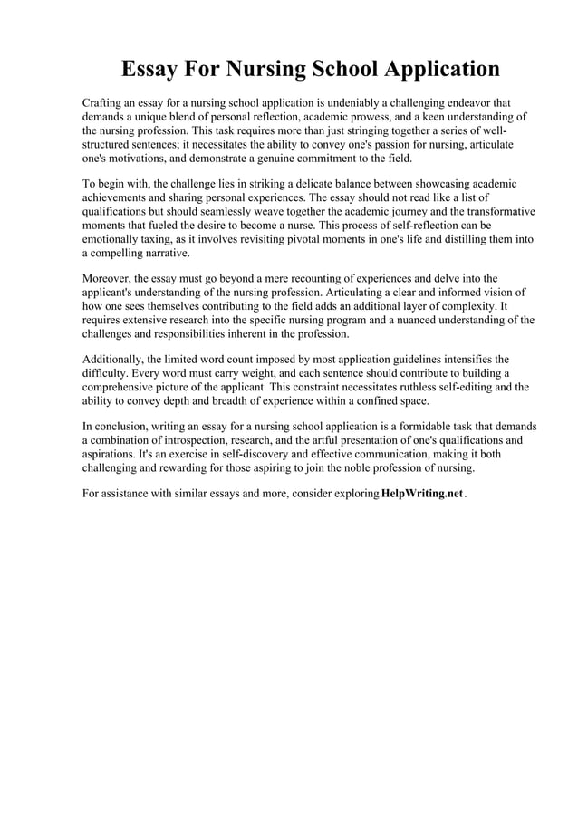 Essay For Nursing School Application. . 004 Essay Example Sample Nursing School Samples Writing ...