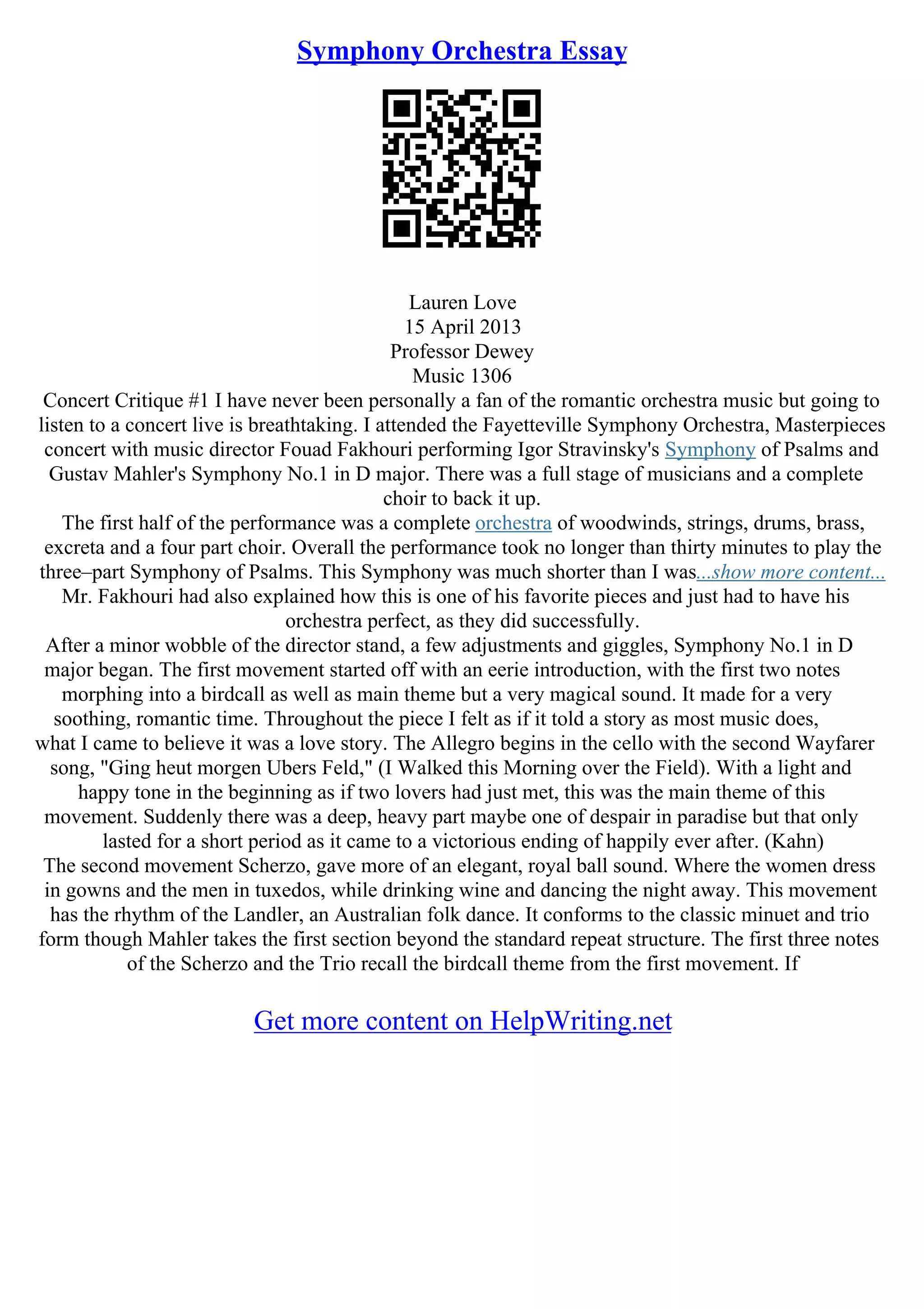 Essay For Orchestra | PDF