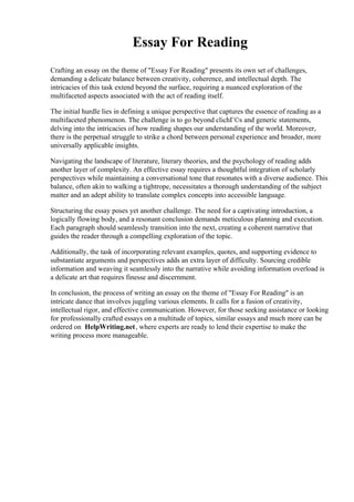Essay For Reading. Genesee Community College | PDF