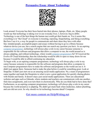 Essay For Technology | PDF | Smartphones | Consumer Electronics