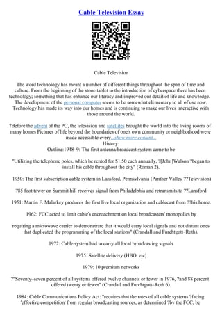 Essay For Television | PDF