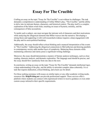 Essay For The Crucible | PDF