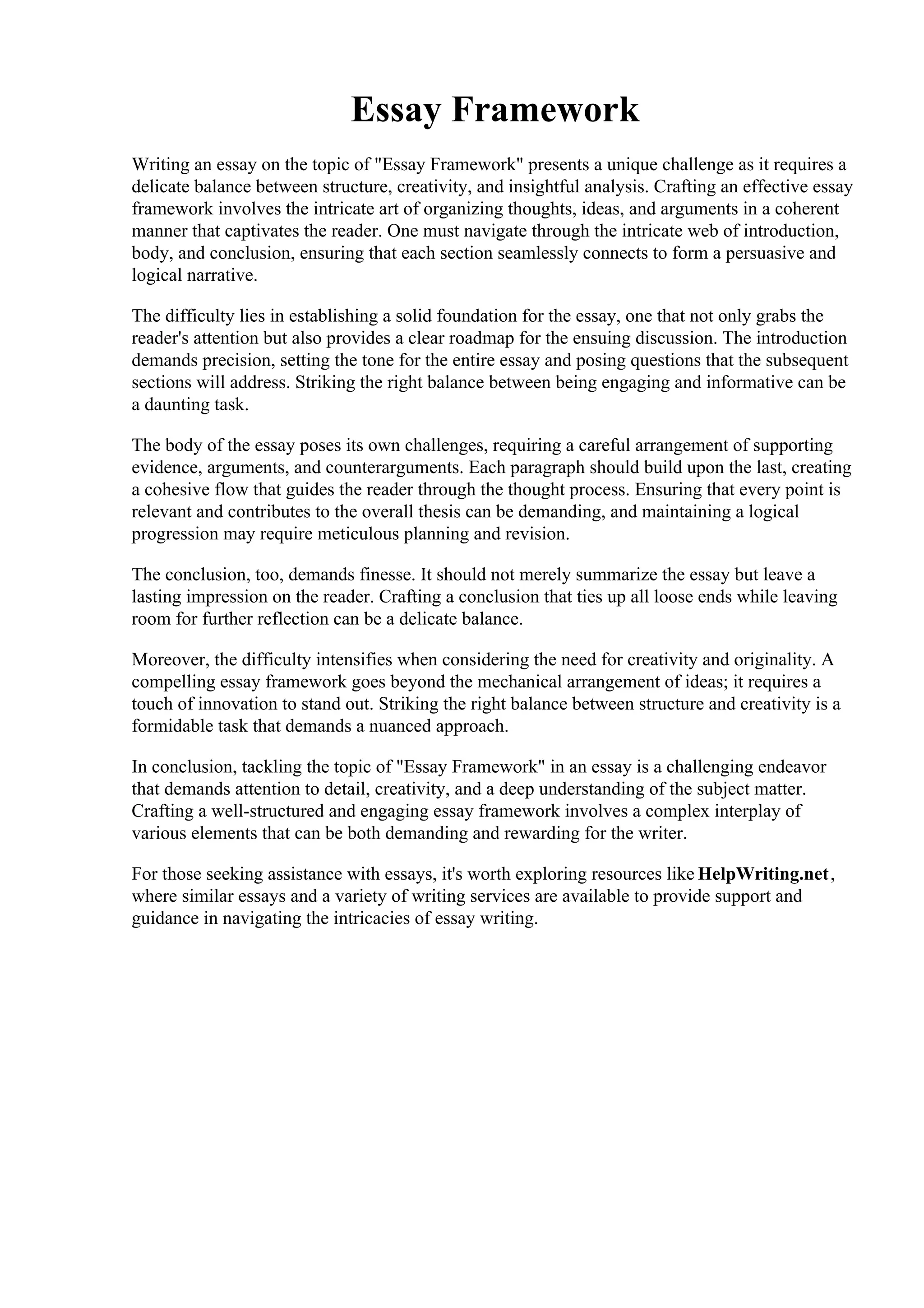 Essay Framework. How to Structure an Essay: A Guide for College ...