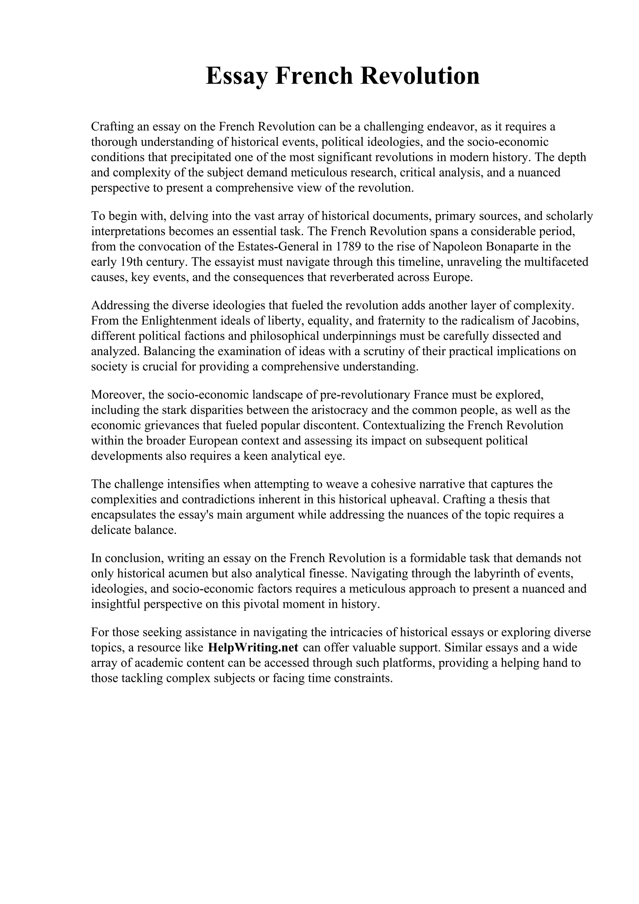 Essay French Revolution | PDF