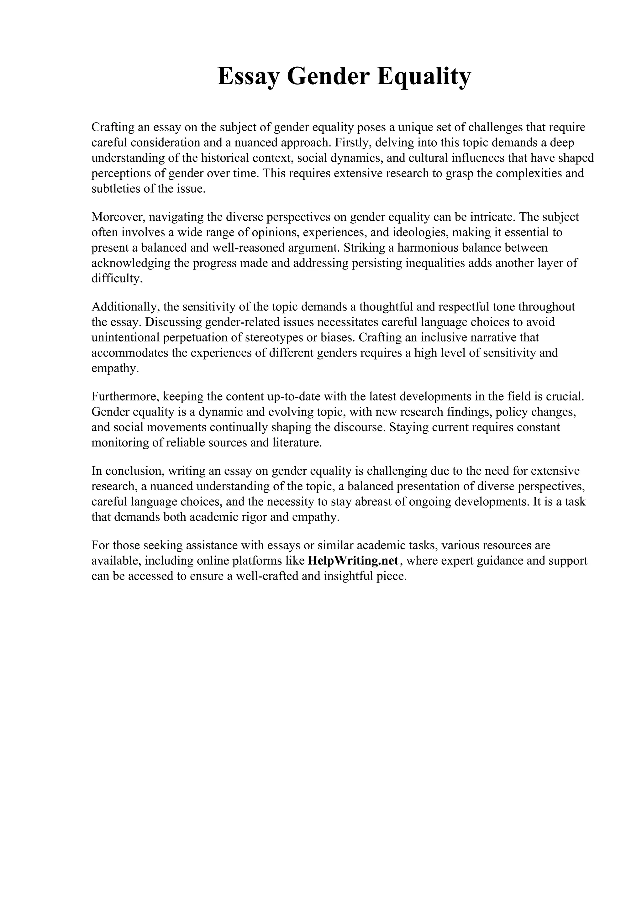 Essay Gender Equalitypdf