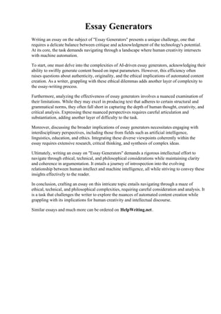 Essay Generators | PDF