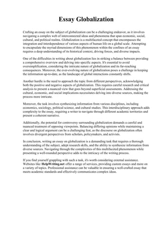 Essay Globalization.pdf | Homework and Study | Education