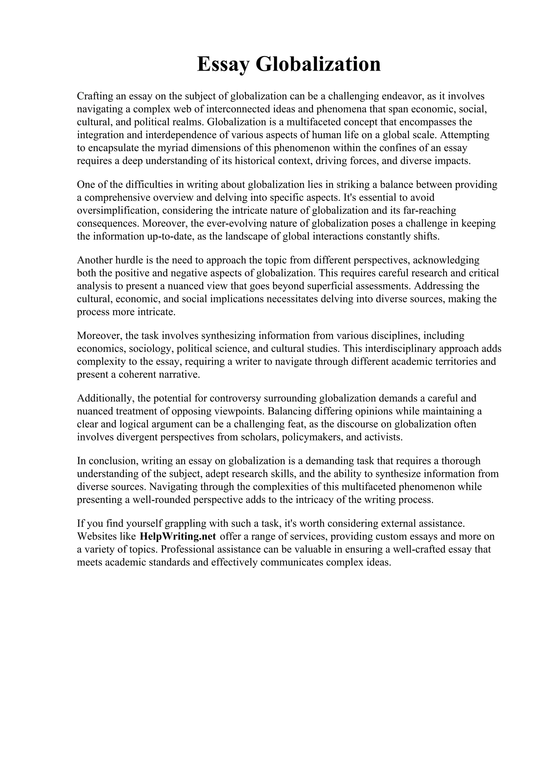 Essay Globalization | PDF