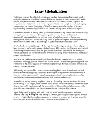 Essay Globalization | PDF