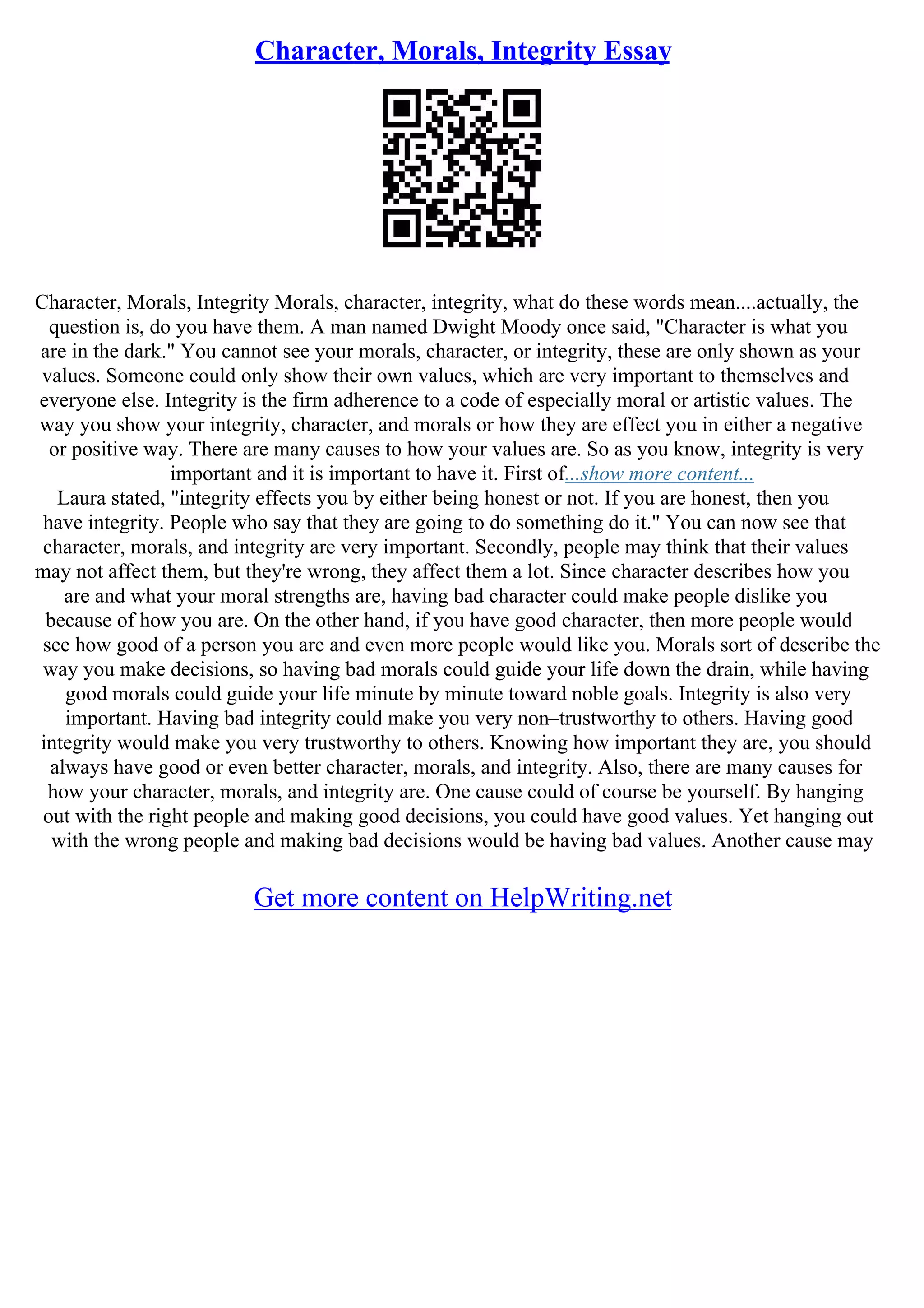Essay Good Character | PDF
