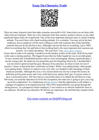 Essay Good Character | PDF