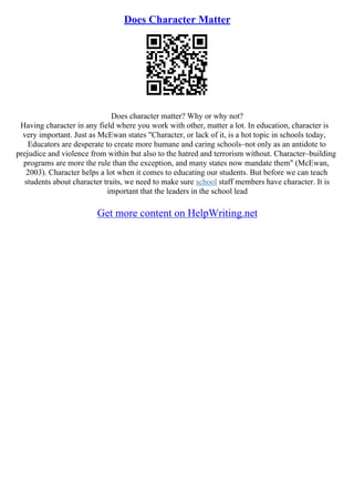 Essay Good Character | PDF