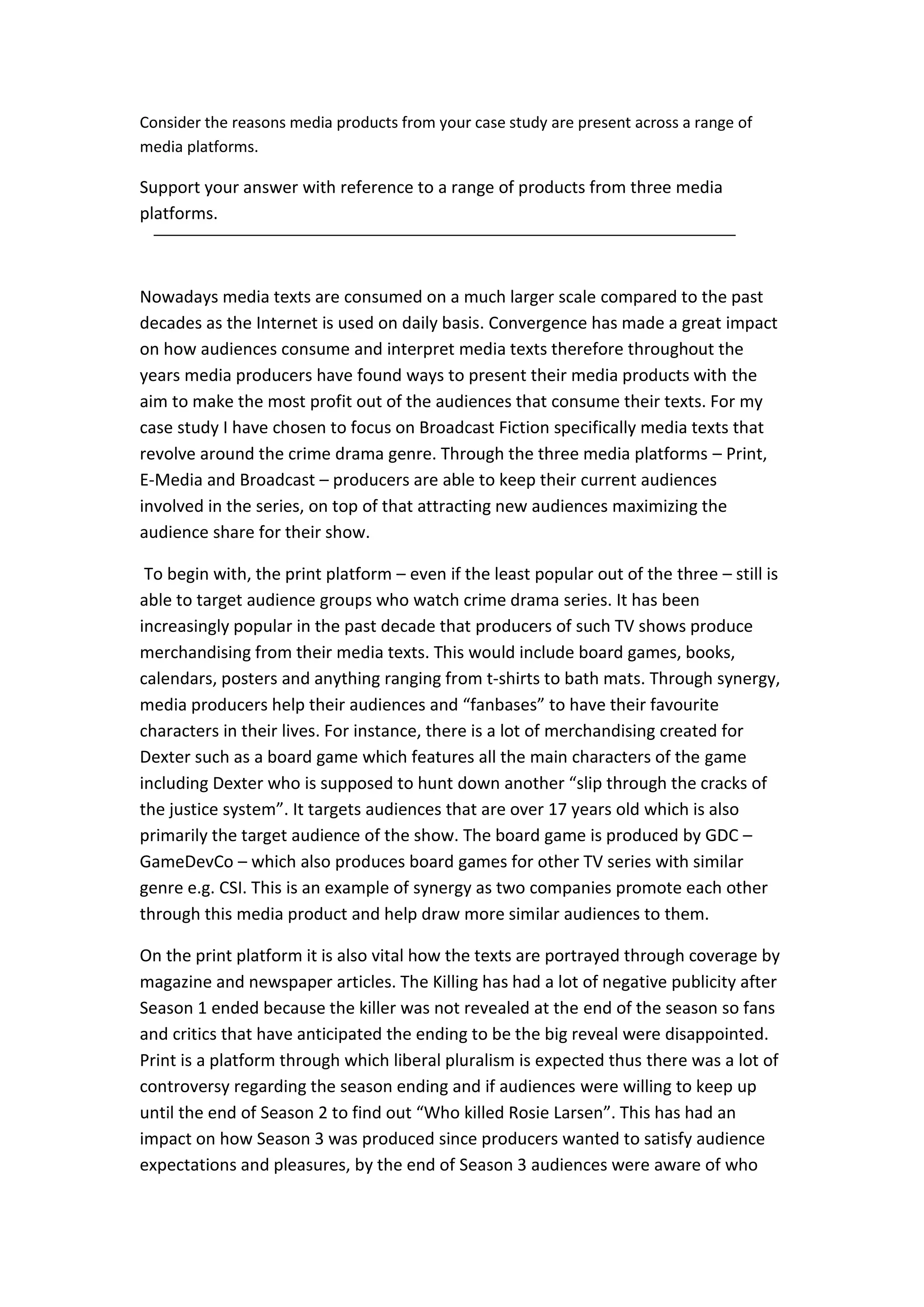 AS Media Studies - Case Study Example | DOCX