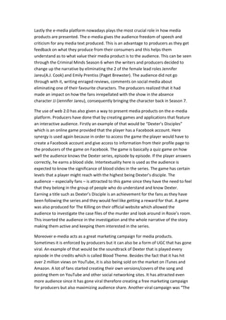 AS Media Studies - Case Study Example | DOCX