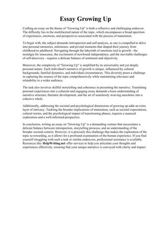 Essay Growing Up. What you want to be when you grow up essay. What Do I ...