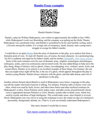 Essay Hamlet | PDF
