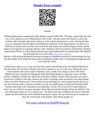 Essay Hamlet | PDF