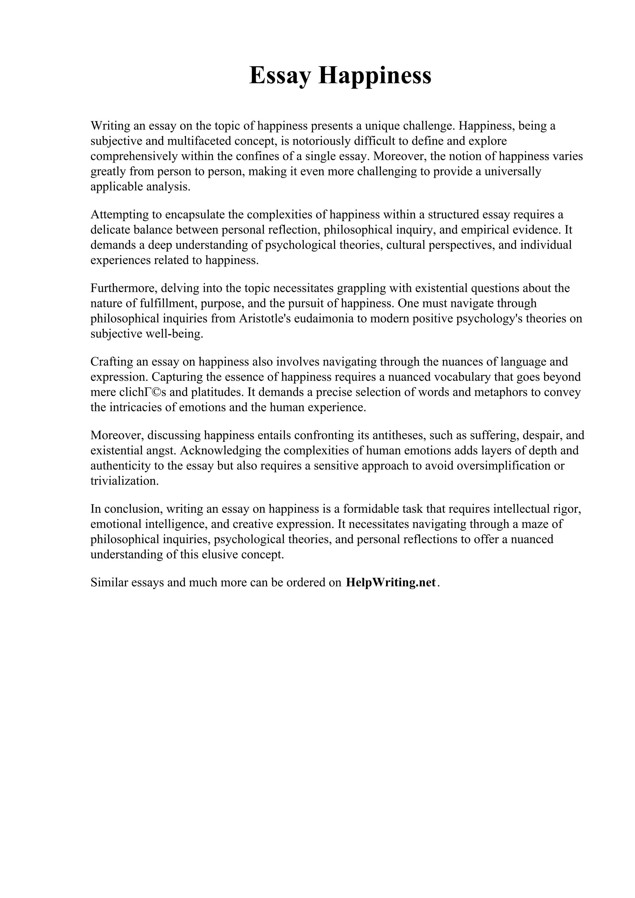 Essay Happiness | PDF