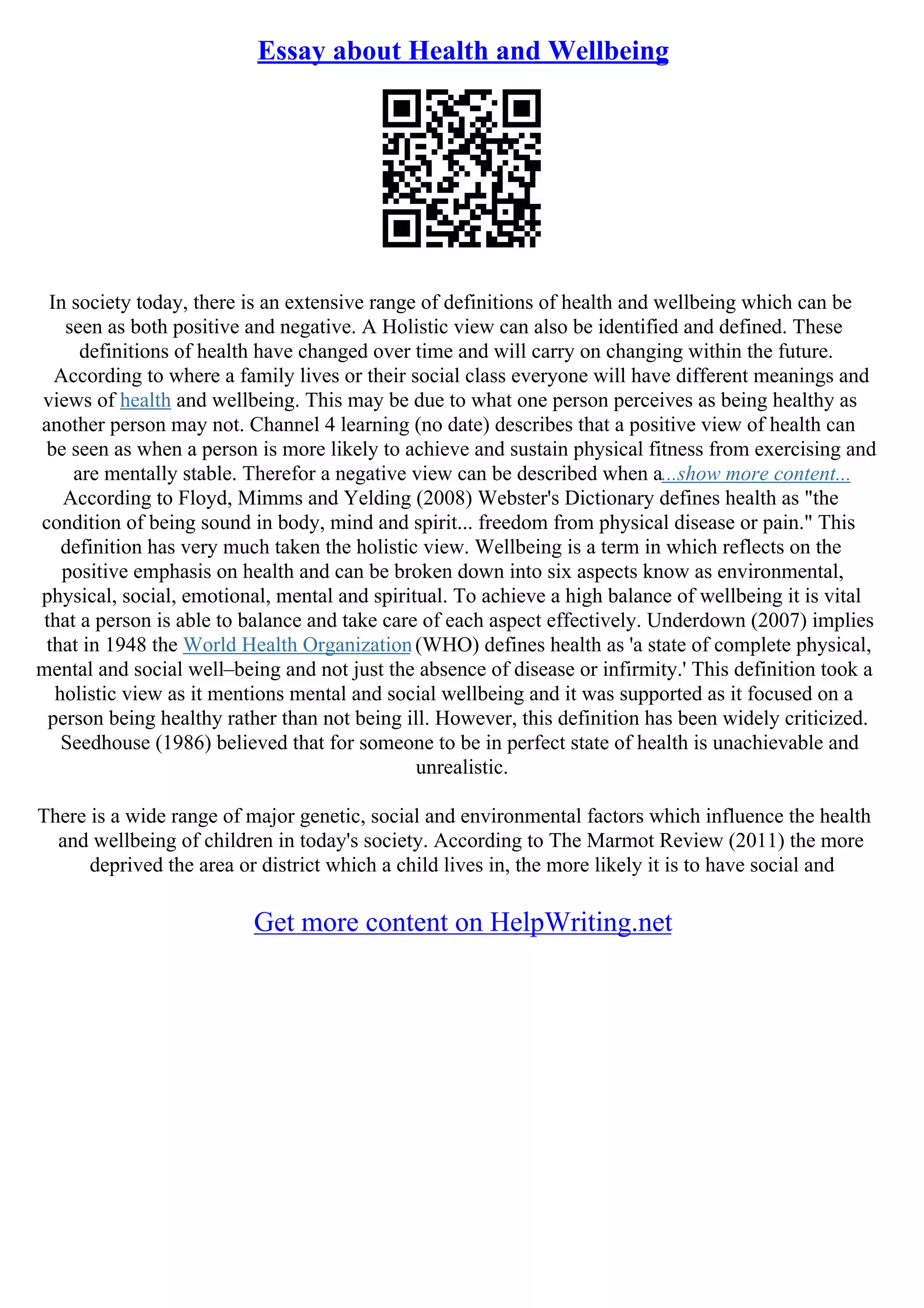 Essay Health | PDF