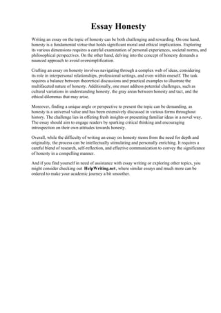 Essay Honesty | PDF